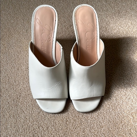 J. Crew | Shoes | J Crew White Mules With Block Heel | Poshmark